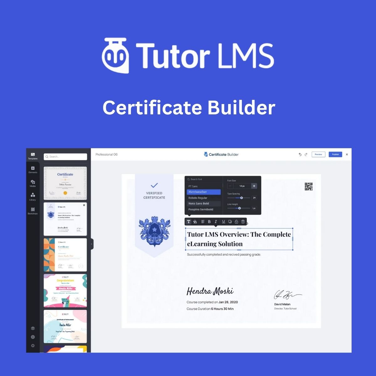 Tutor LMS Certificate Builder $4.49 (85% Off) | PluginTheme.net
