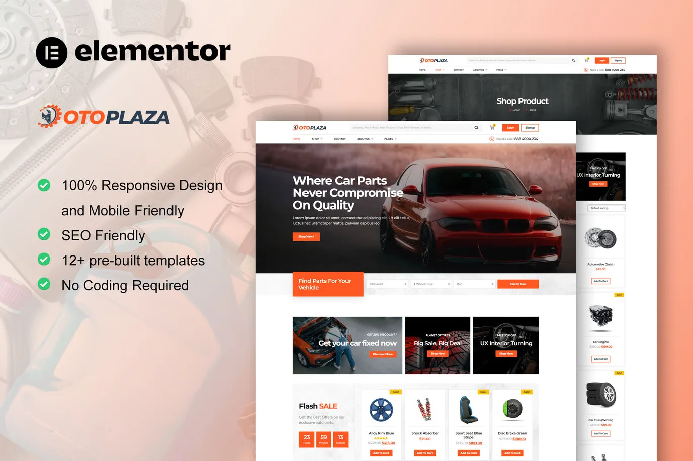 OtoPlaza - Auto Parts Store Template Kit | PluginTheme.net